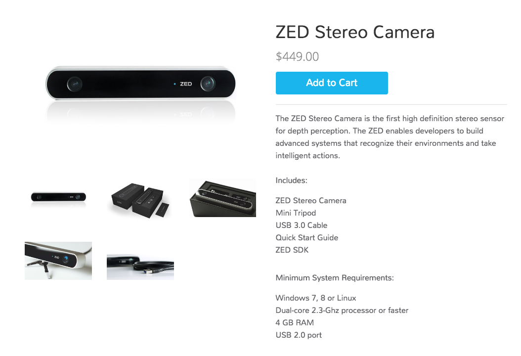 モバイルVRヘッドセットの位置追跡を可能にする取り付け型カメラ「ZED Stereo Camera」が発売開始。価格は449ドル | Seamless