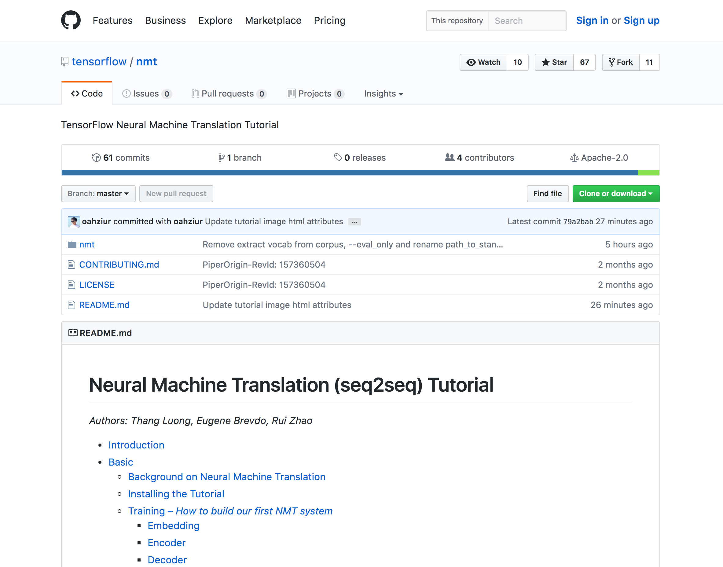 Google、機械学習ライブラリ「TensorFlow」を用いた新たな翻訳システム「Neural Machine Translation（NMT）」をGitHubにてチュートリアルを公開 ...