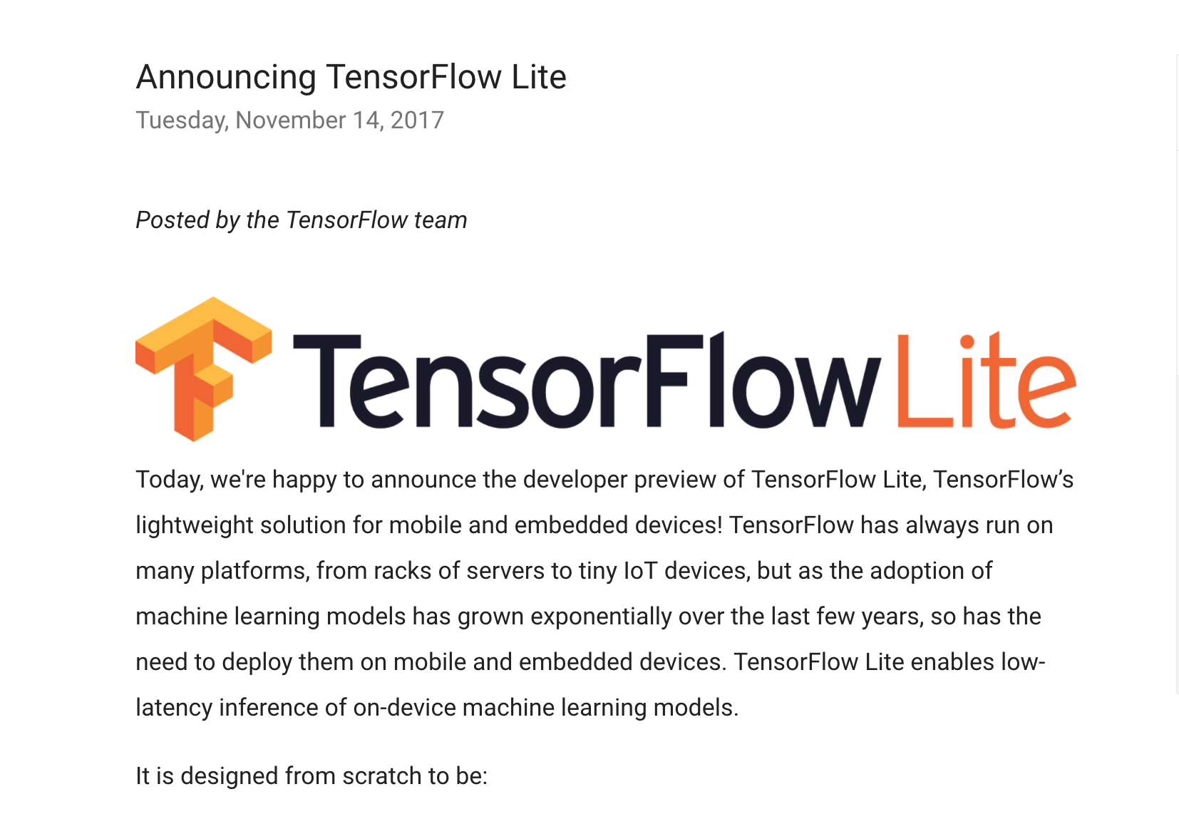 Google、モバイルデバイスと組み込み機器向けのTensorFlow開発者プレビュー「TensorFlow Lite」を発表 | Seamless